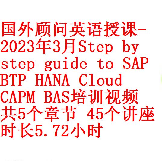 国外顾问英语授课-2023年3月Step by step guide to SAP BTP HANA Cloud CAPM BAS培训视频 共 ...