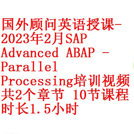 国外顾问英语授课-2023年2月SAP Advanced ABAP – Parallel Processing培训视频 共2个章节 10节课程 ...